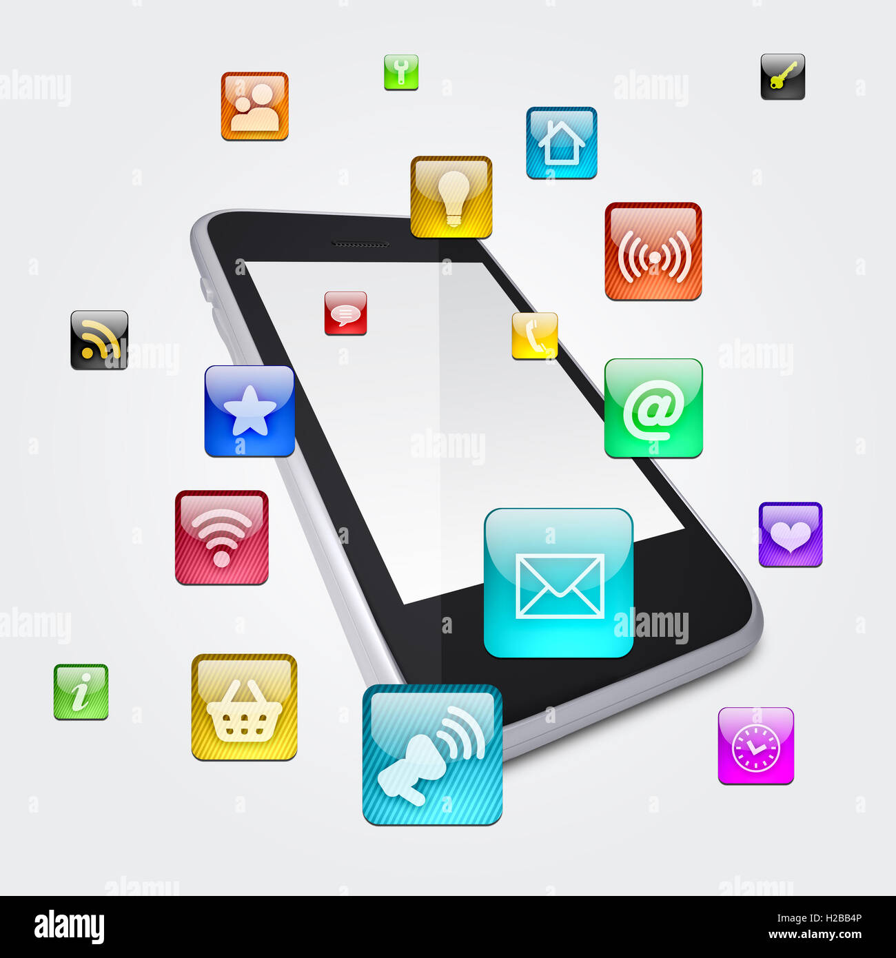 Smartphone and application icons Stock Photo - Alamy