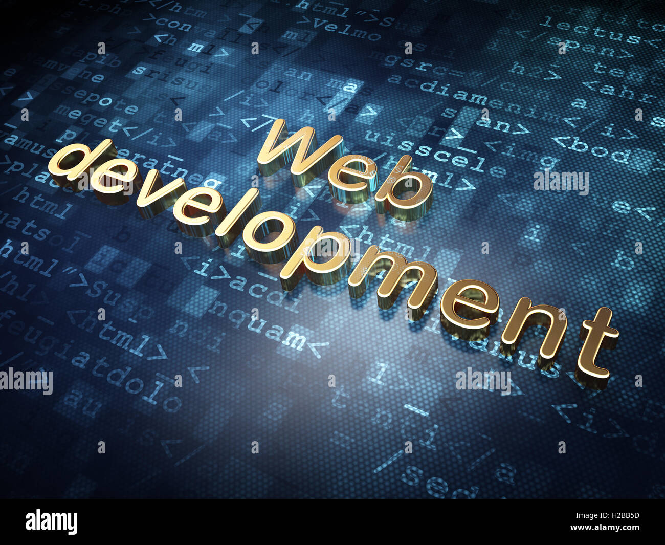 Web development concept: Golden Web Development on digital background ...
