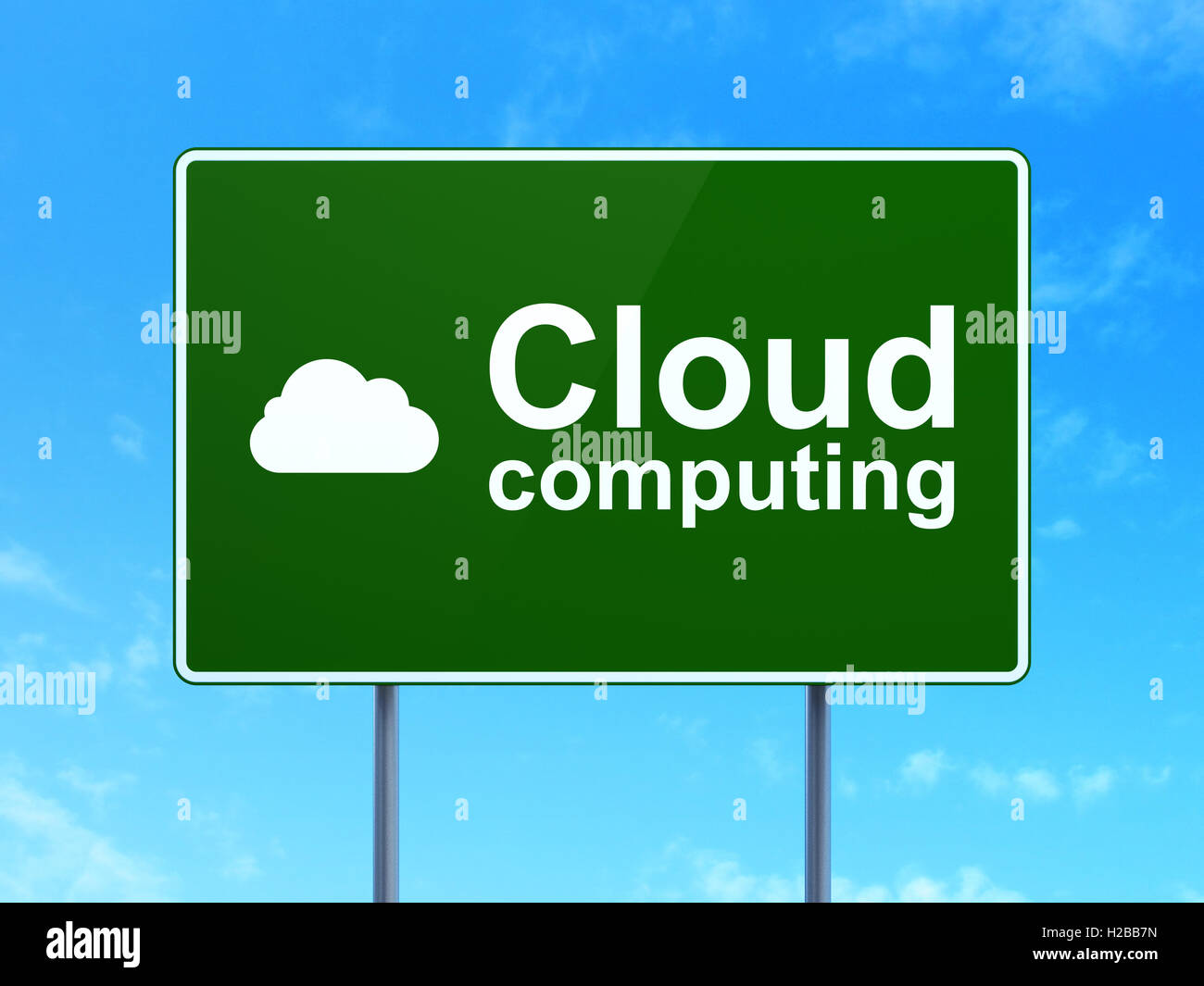 Cloud technology concept: Cloud Computing and Cloud on road sign ...