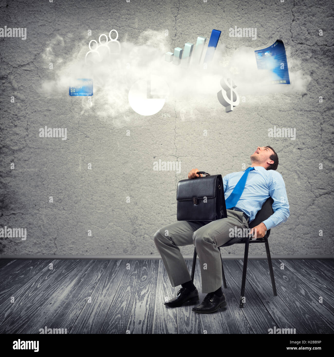 Young business man looking up Stock Photo - Alamy