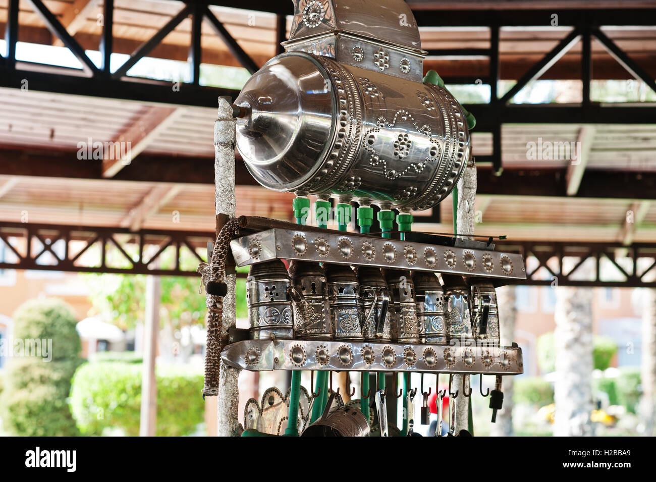 Traditional arabic shisha pipes hookah at cafe Stock Photo - Alamy