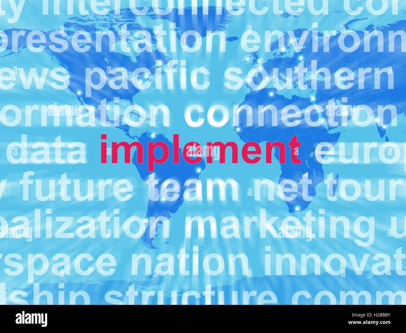 Implement Word Cloud Shows Implementing Or Executing A Plan Stock Photo ...