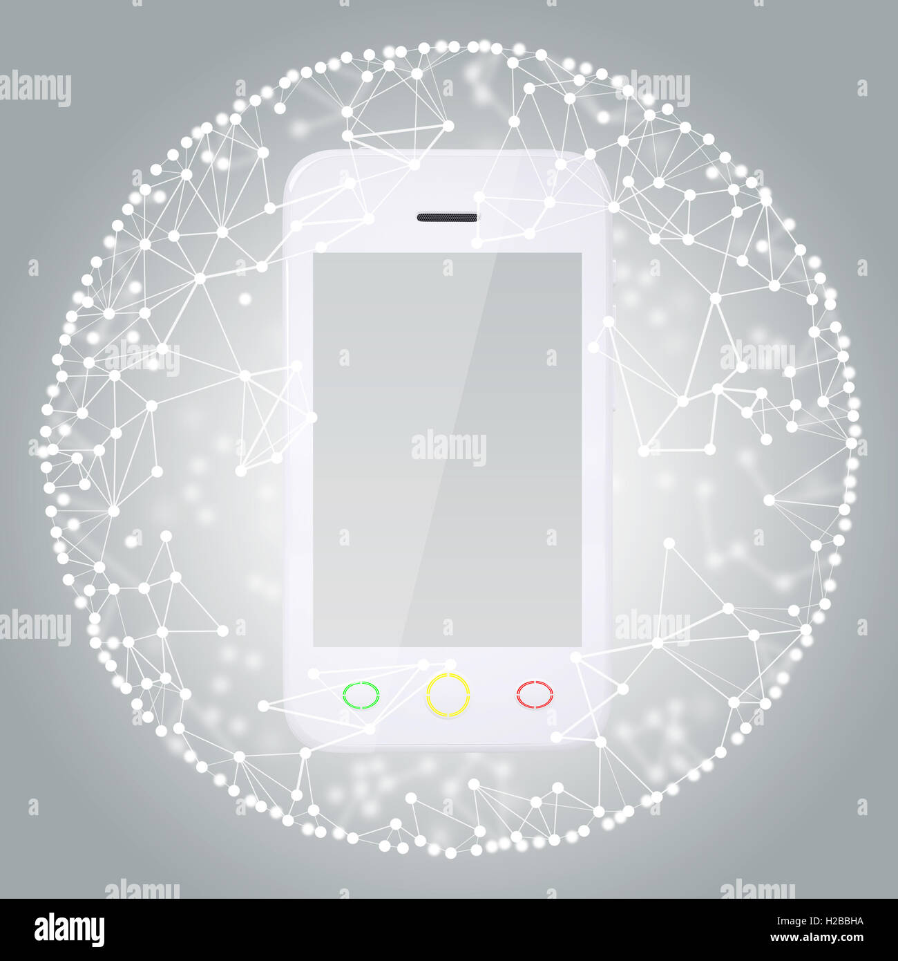 Smart phone and sphere consisting of connections Stock Photo - Alamy
