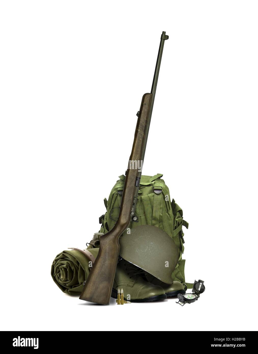 Army Equipment over White Stock Photo - Alamy