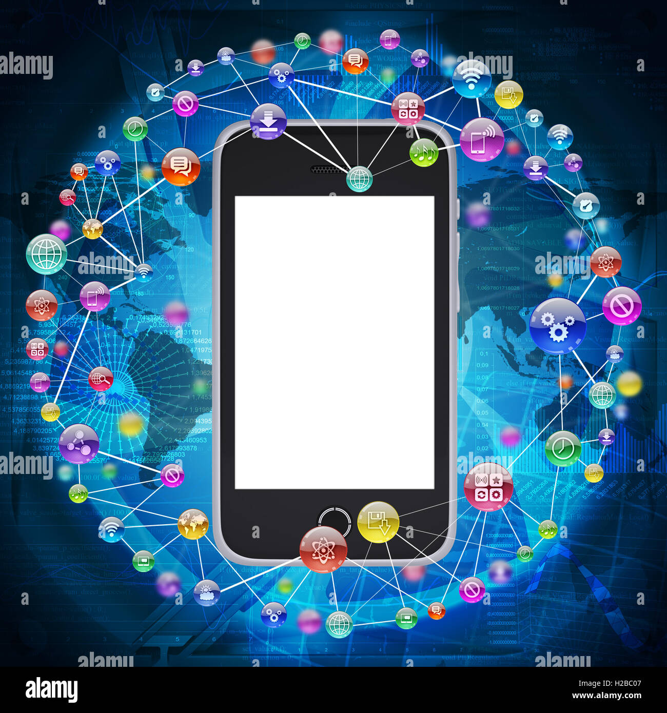 Smartphone and application icons Stock Photo - Alamy