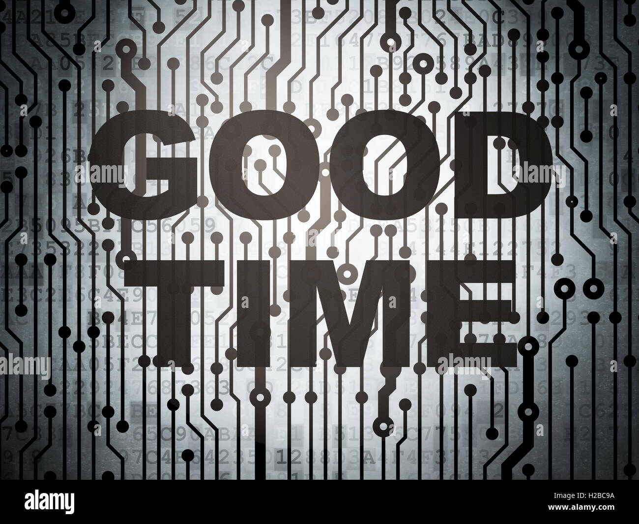 Timeline concept: circuit board with Good Time Stock Photo - Alamy