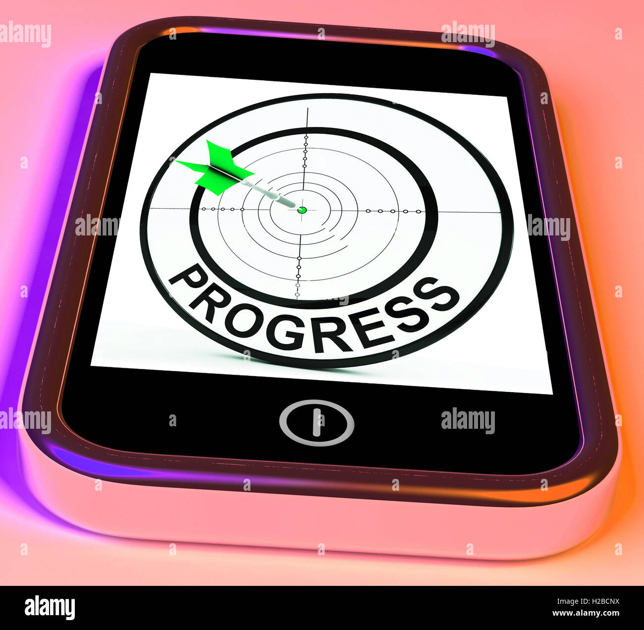 Progress Smartphone Shows Advancement Improvement And Goals Stock Photo ...