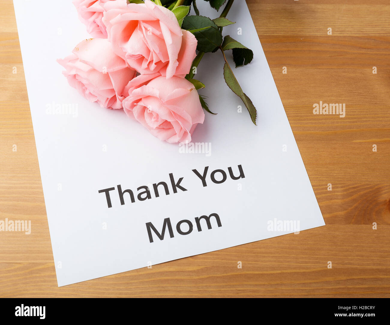 Rose and gift card Stock Photo - Alamy