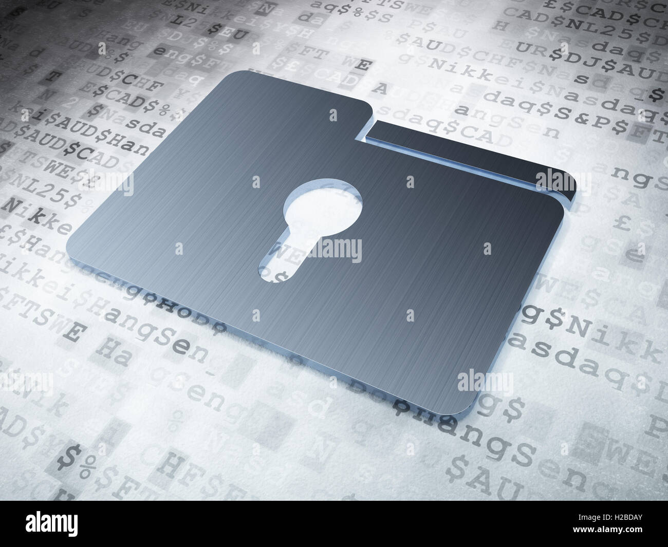 Business concept: Silver Folder With Keyhole on digital background ...