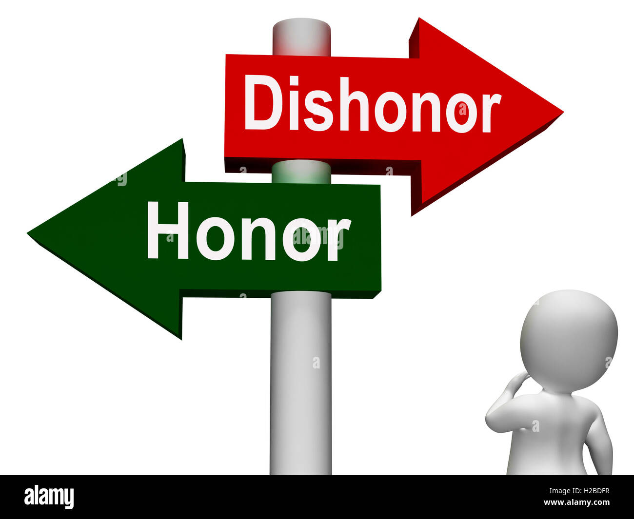 Dishonor Honor Signpost Shows Integrity And Morals Stock Photo - Alamy