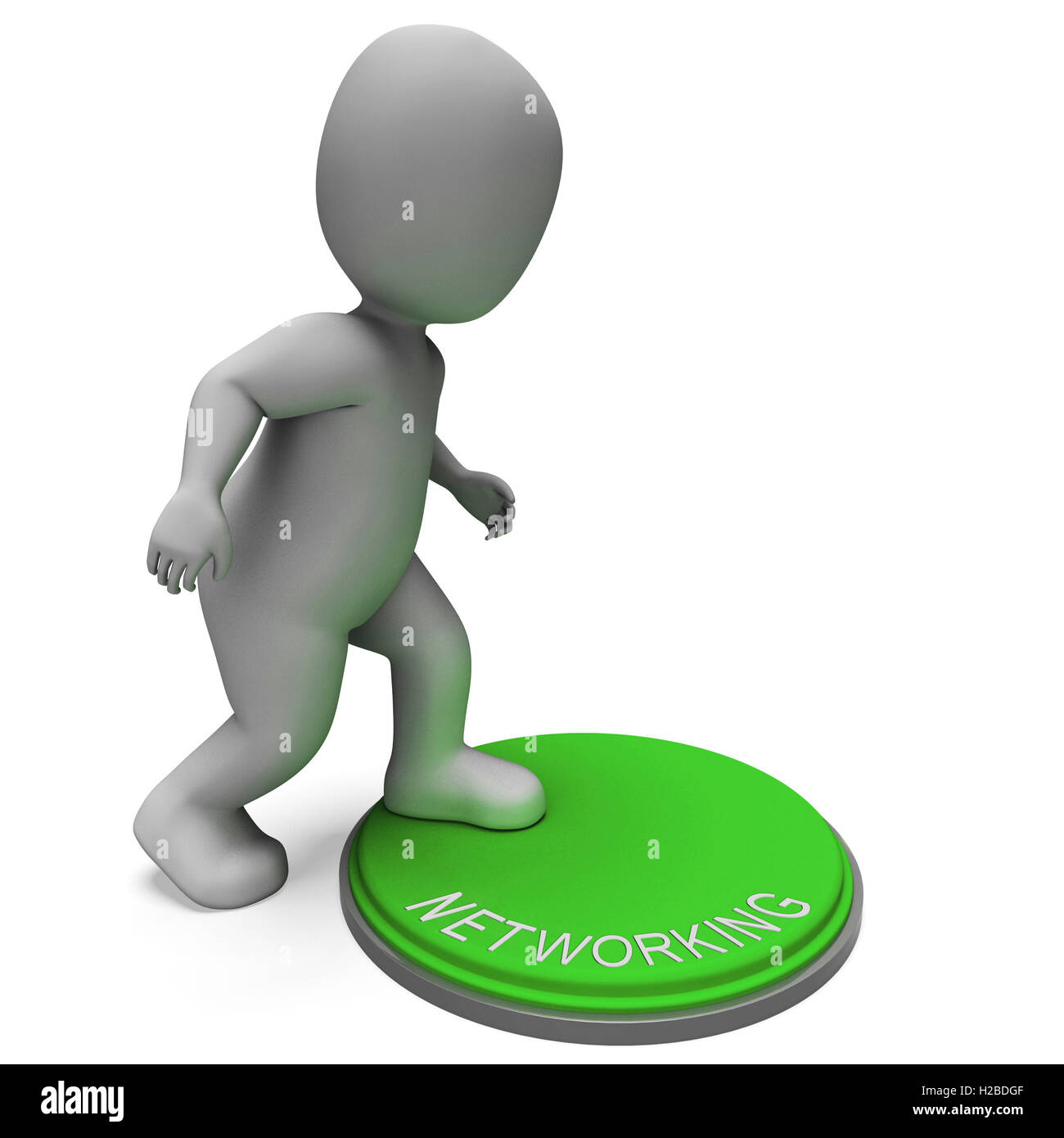 Networking Button Shows Making Connections And Contacts Stock Photo - Alamy