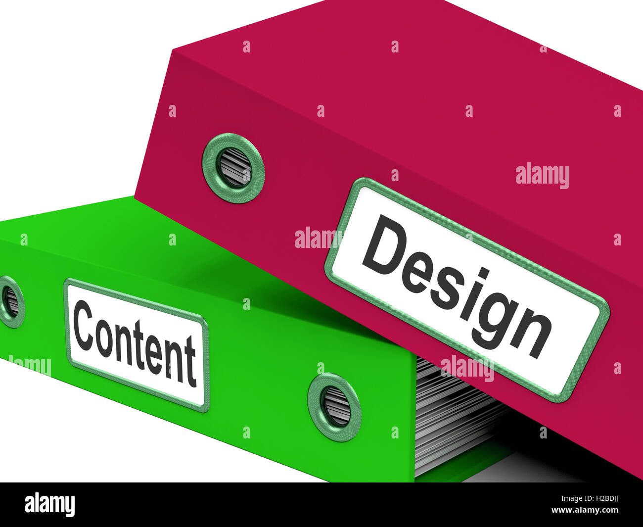 Design And Content Folders Show Company Advertising Stock Photo - Alamy