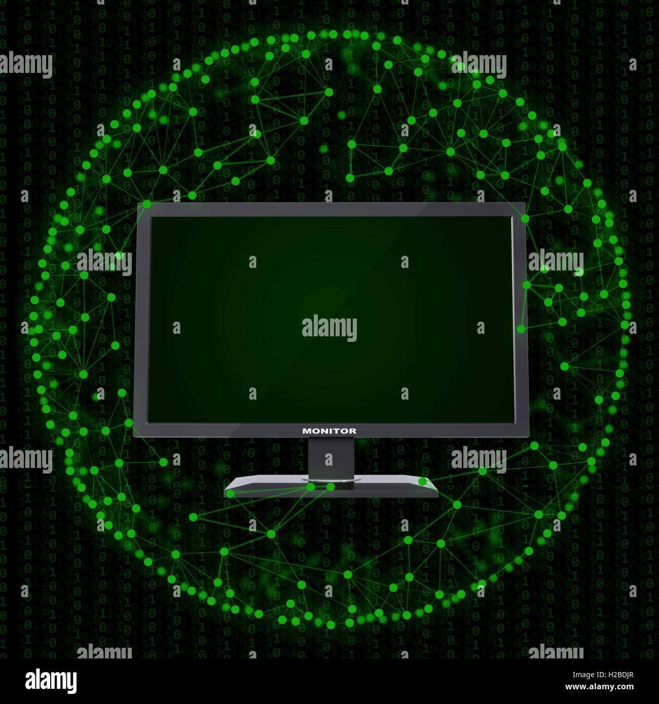 Monitor and sphere consisting of connections Stock Photo - Alamy