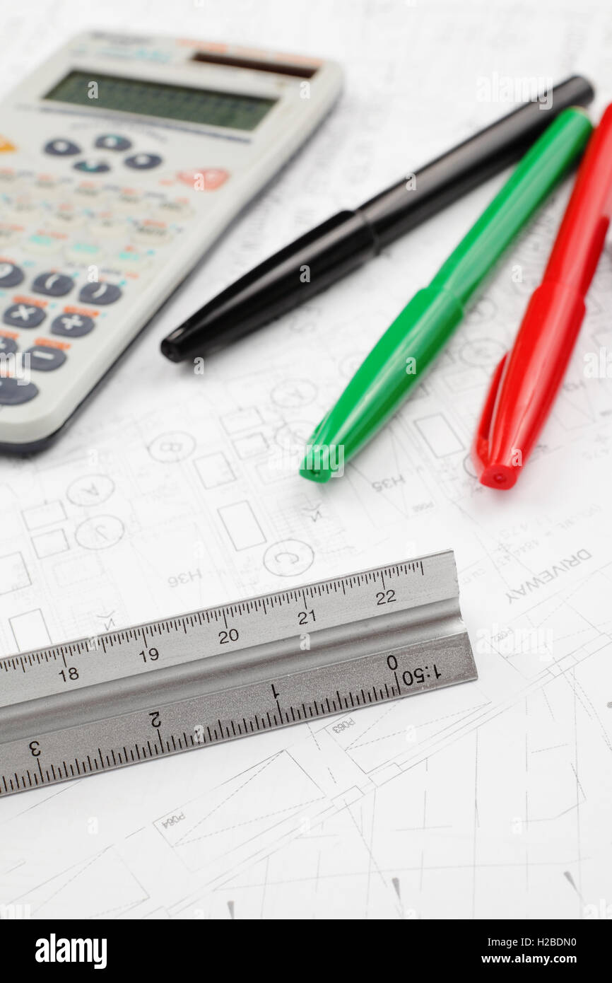 Blue engineering drawings building hi-res stock photography and images ...