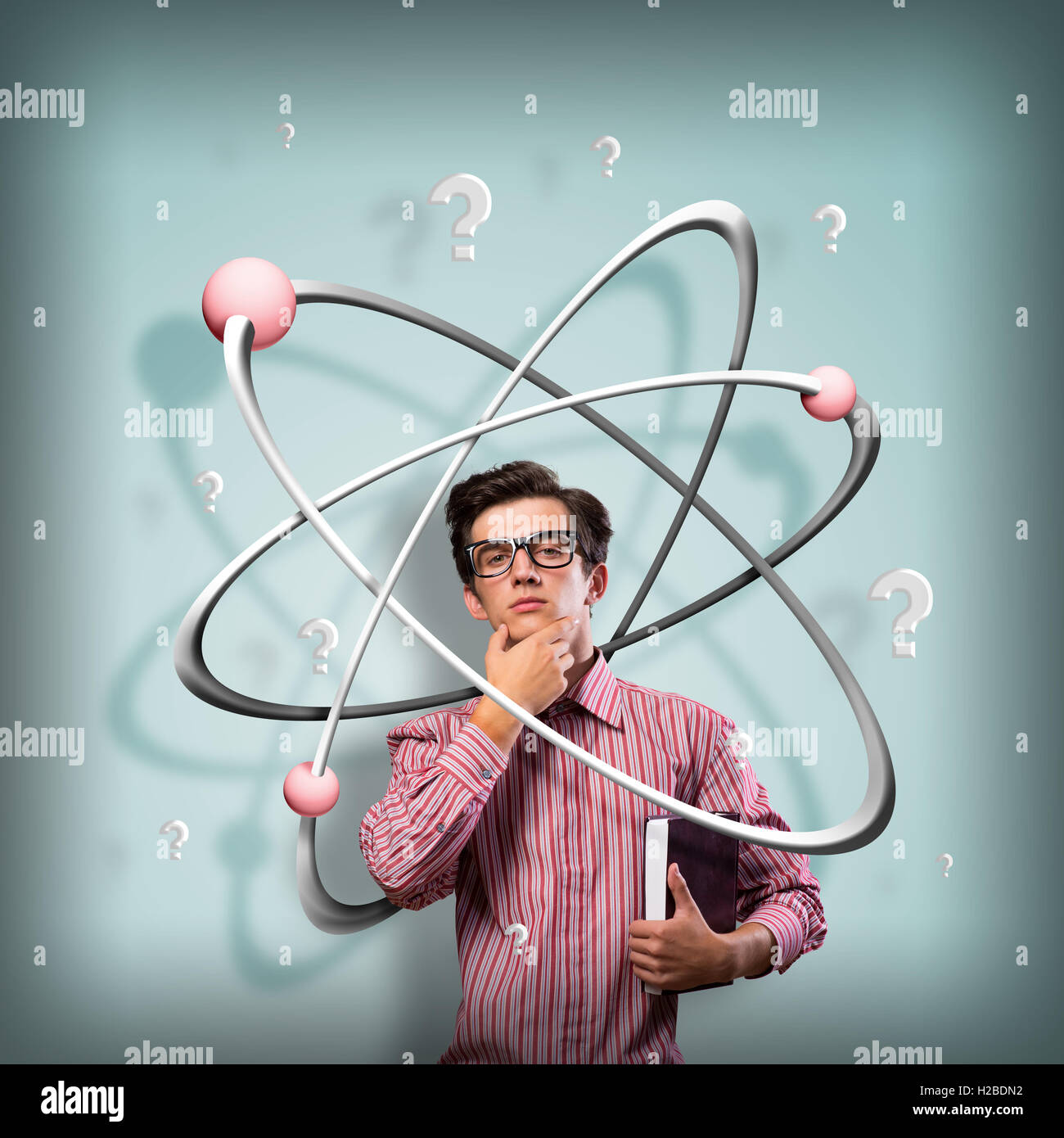 young man scientist with glasses thinking Stock Photo - Alamy