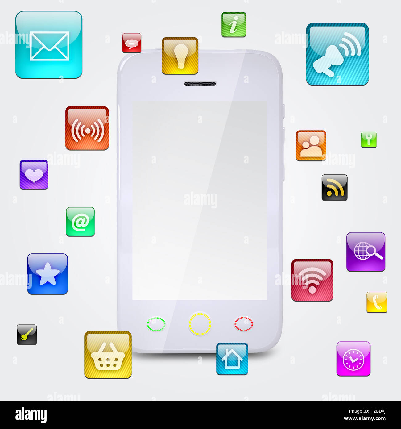 Smartphone and application icons Stock Photo - Alamy