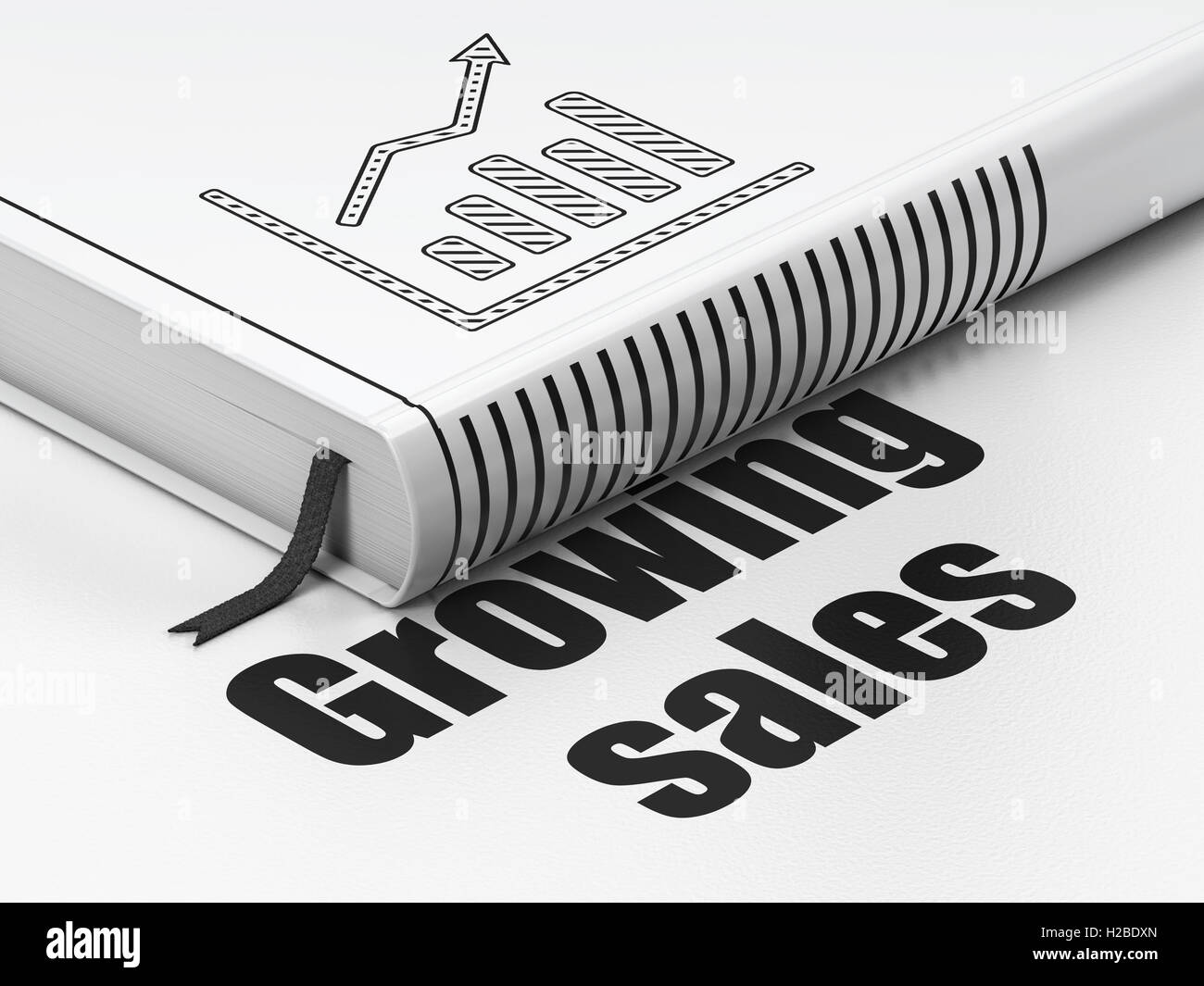 Finance concept: book Growth Graph, Growing Sales on white background ...