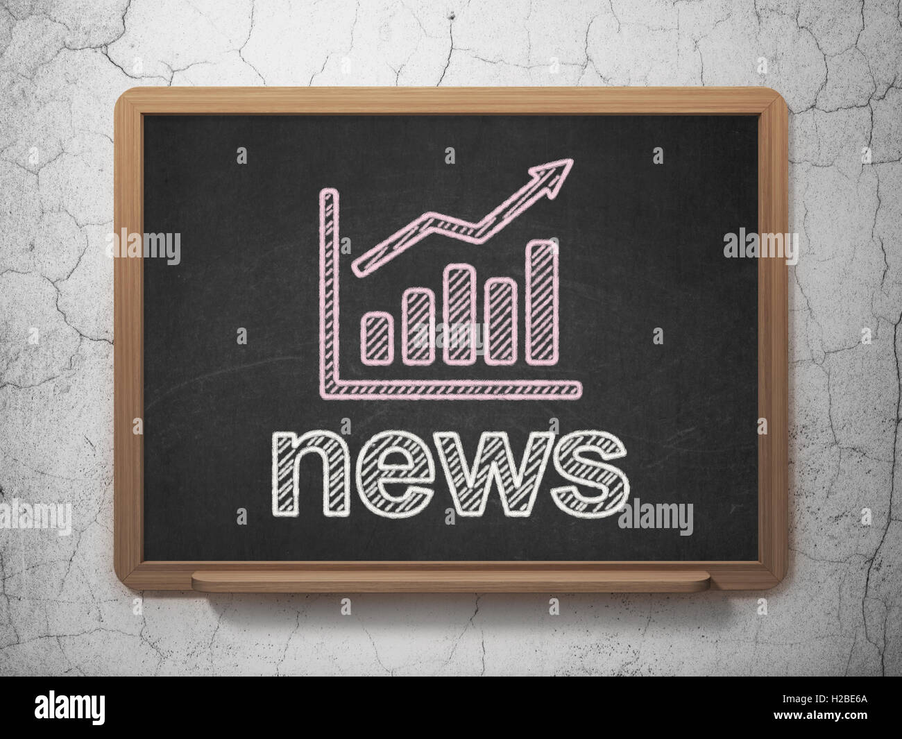 News concept: Growth Graph and News on chalkboard background Stock ...
