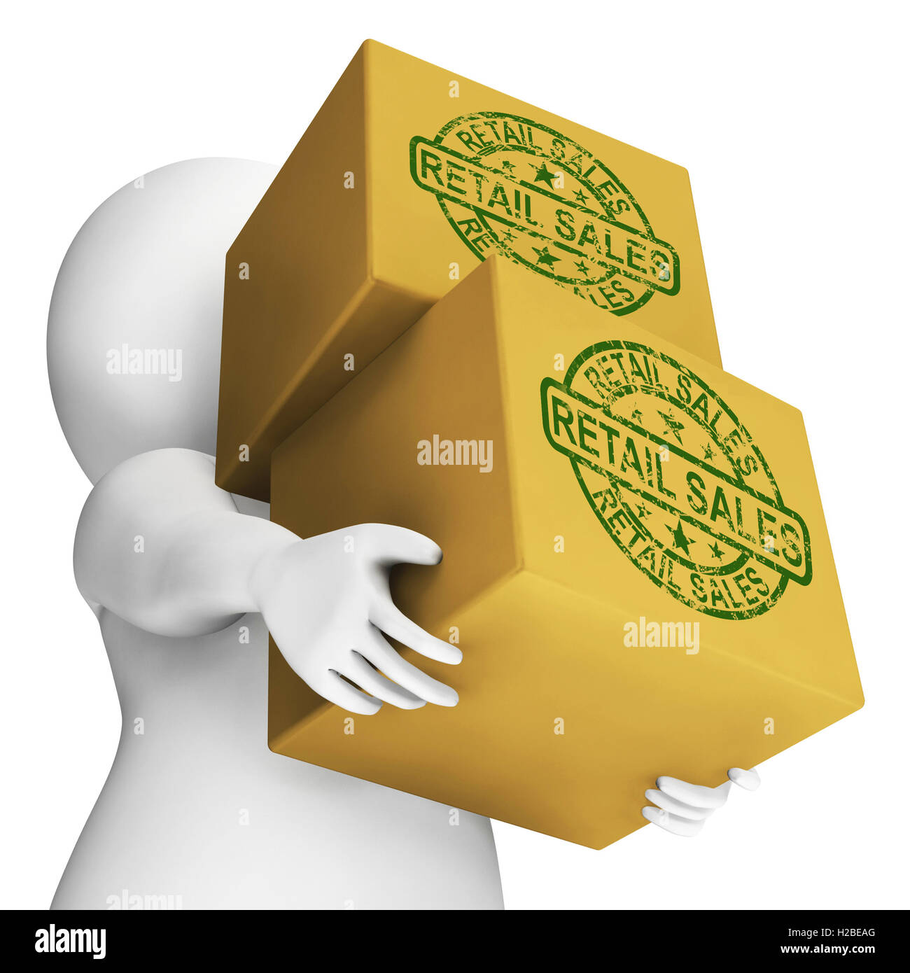 Retail Sales Boxes Mean Selling Of Products Stock Photo - Alamy