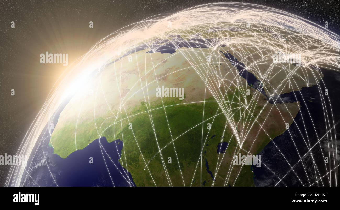 Network over world map hi-res stock photography and images - Alamy