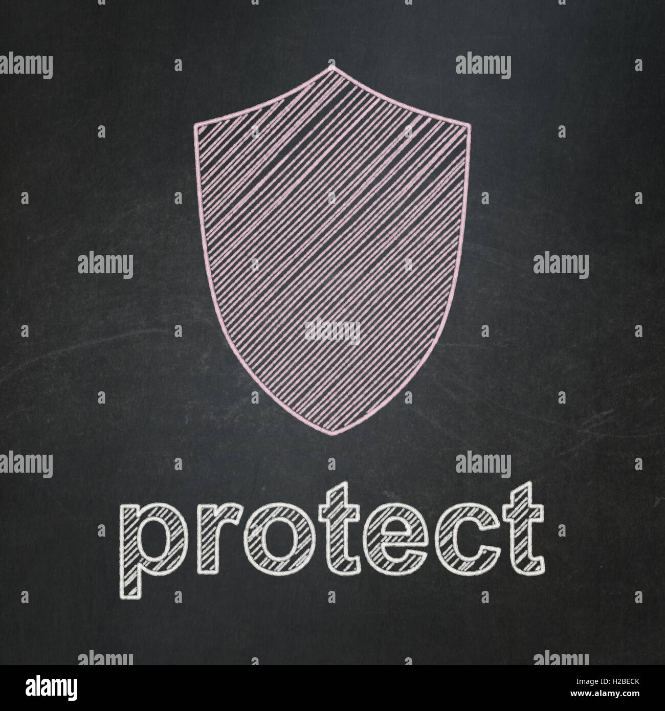 Privacy concept: Shield and Protect on chalkboard background Stock ...