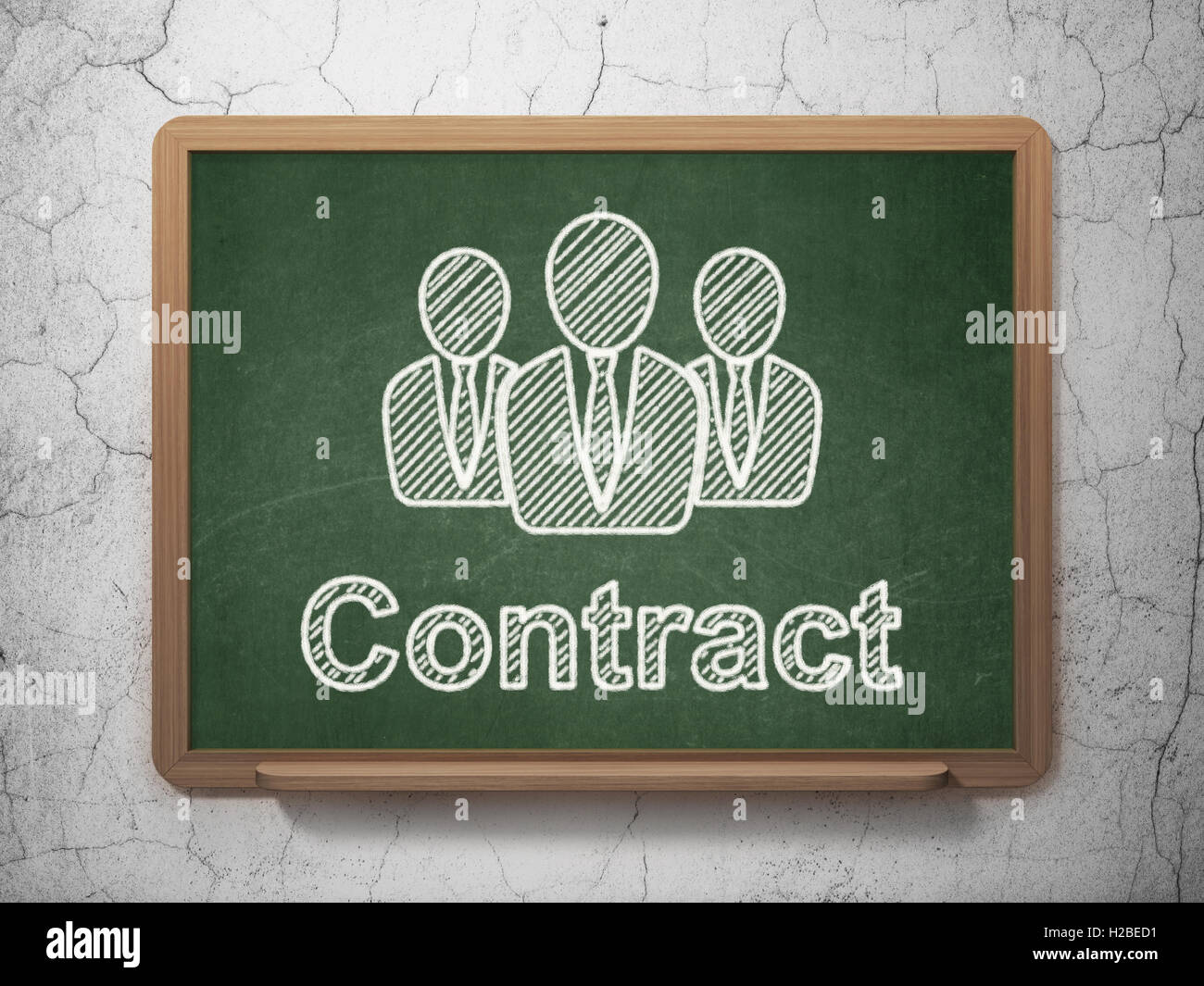 Finance concept: Business People and Contract on chalkboard background ...