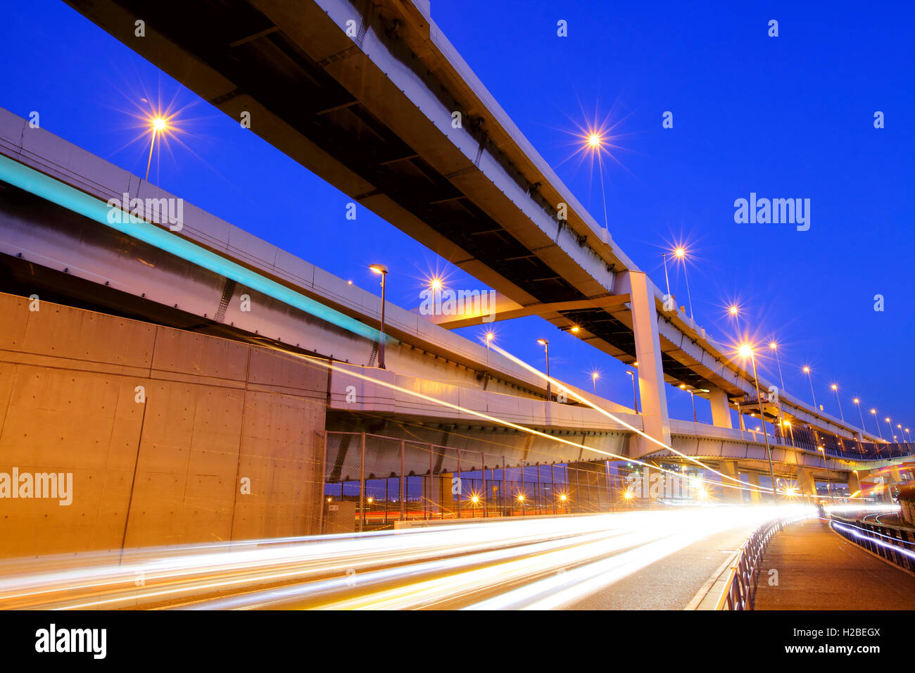 Highway with traffic light Stock Photo - Alamy