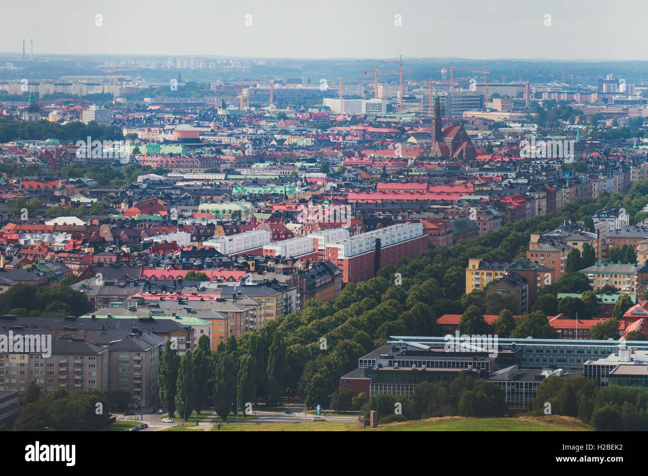 Beautiful super wide-angle panoramic aerial view of Stockholm, Sweden ...