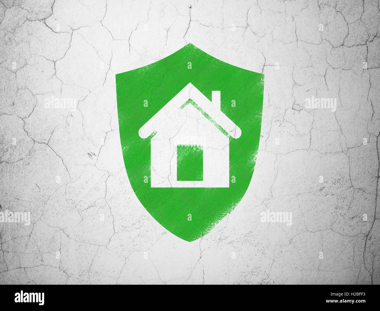 Security concept: Shield on wall background Stock Photo - Alamy