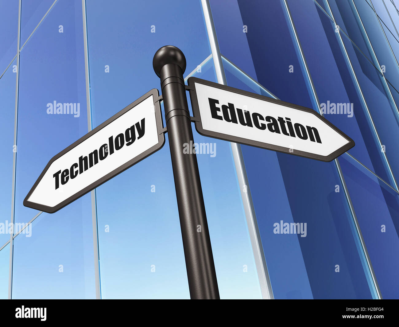 Education concept: sign Education Technology on Building background ...