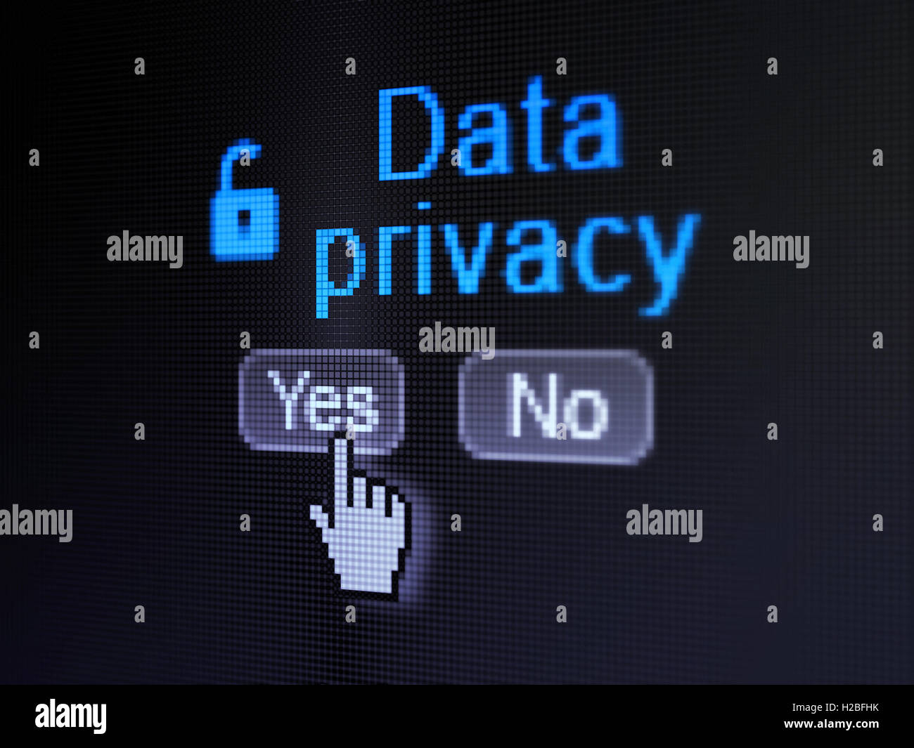 Security concept: Opened Padlock icon and Data Privacy on digital computer screen Stock Photo ...