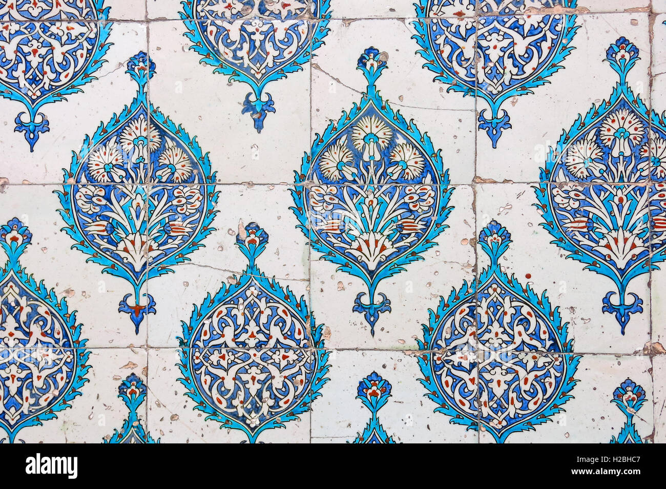 Ancient hand made Turkish - Ottoman tiles, in Topkapi palace, Istambul ...
