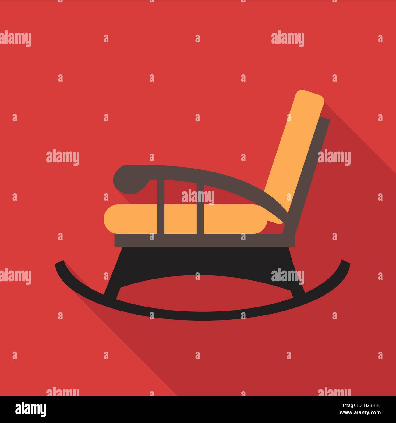 Digital vector orange and black vintage rocking chair over red ...