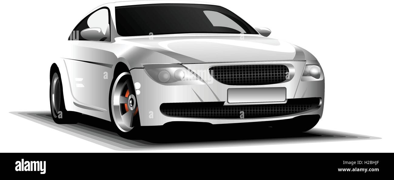 Digital vector white and silver sport race car, modern and realistic ...