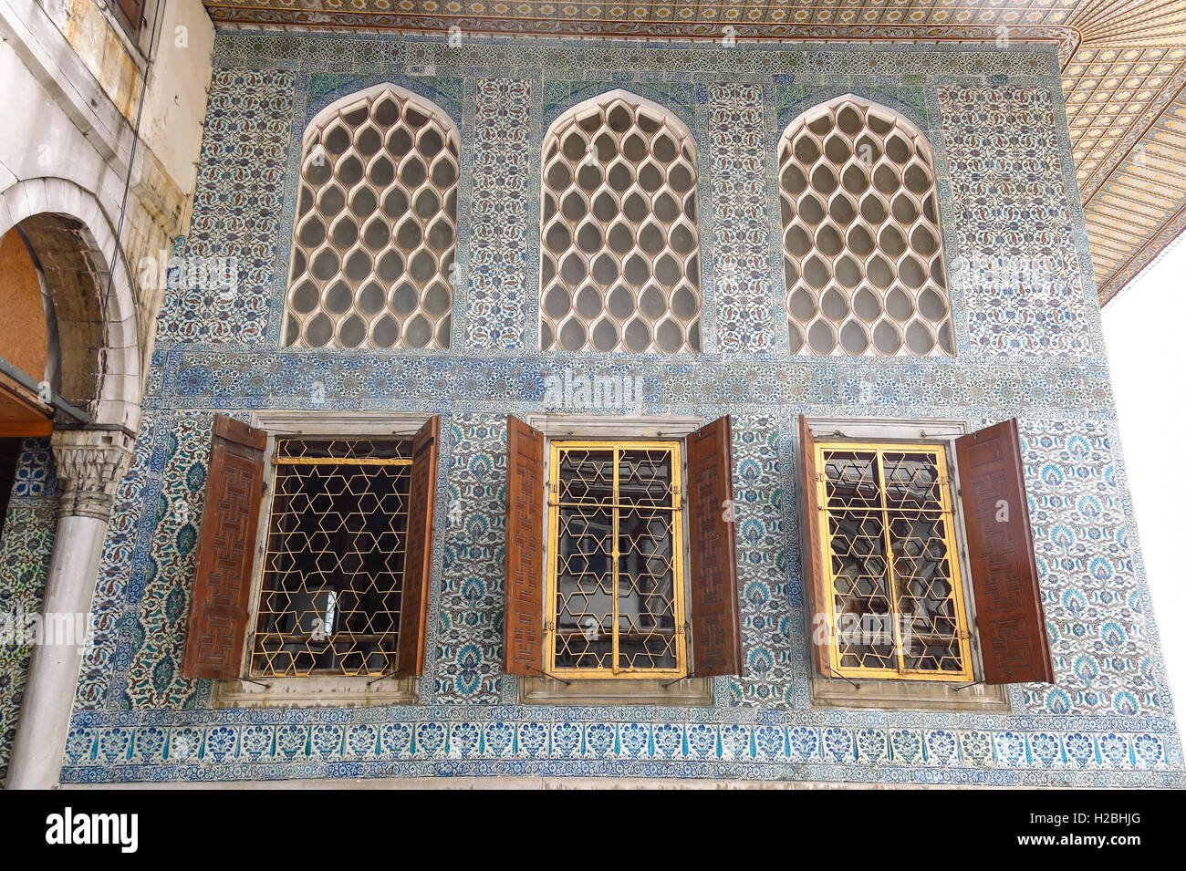 Courtyard at the Topkapi Palace, Istanbul, Turkey. Topkapi Palace was ...