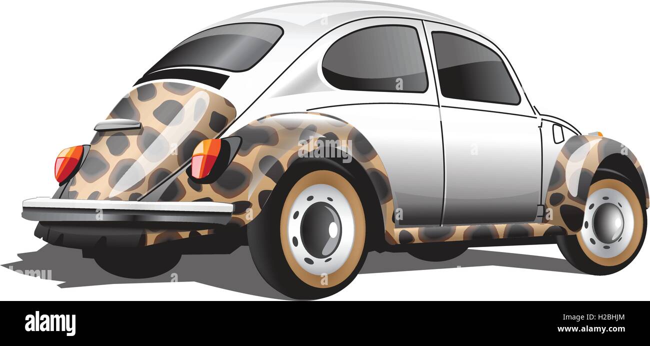 Digital vector colored retro realistic car, back view Stock Vector ...