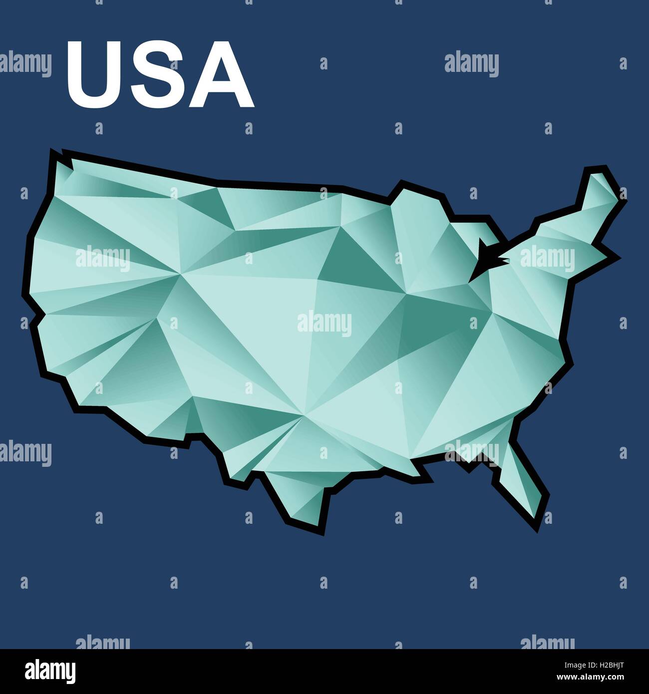 Digital vector usa map with abstract green triangles and black outline ...