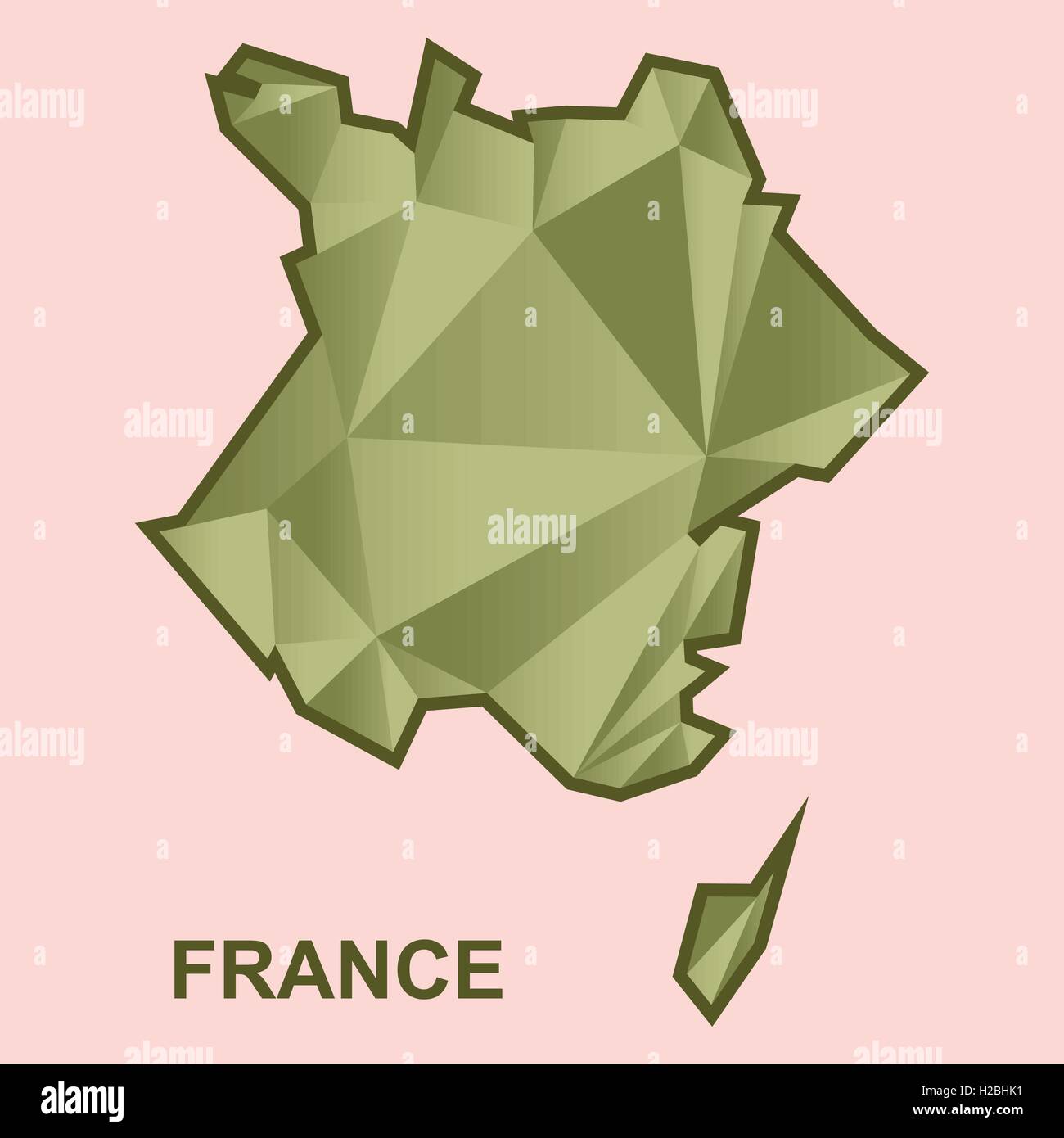 Digital vector france map with abstract khaki triangles, flat style ...