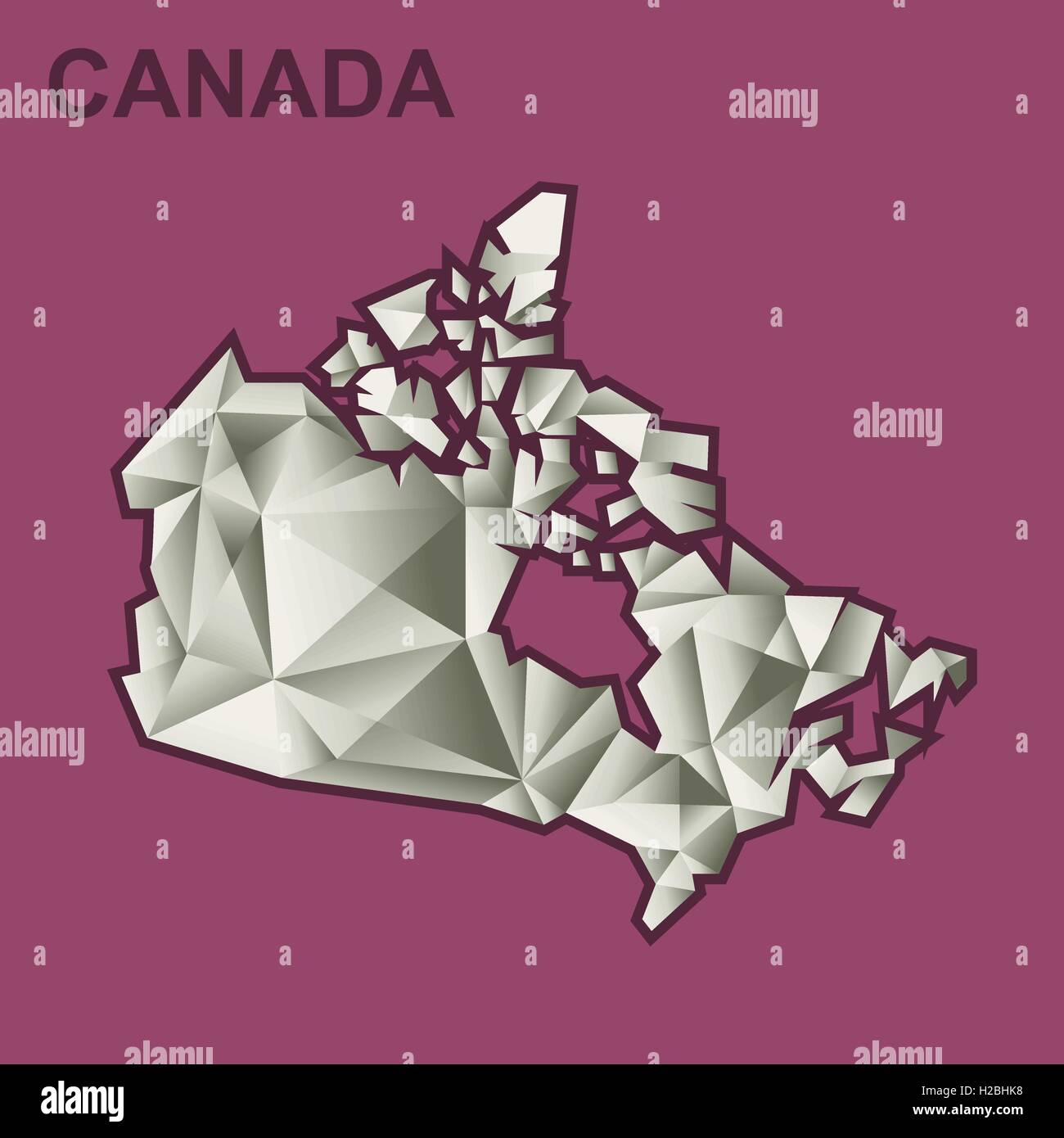 Digital vector canada map with abstract silver triangles and burgundy ...