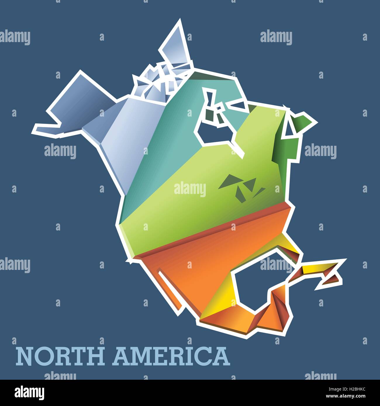 Digital vector north america map with abstract colored triangles and ...