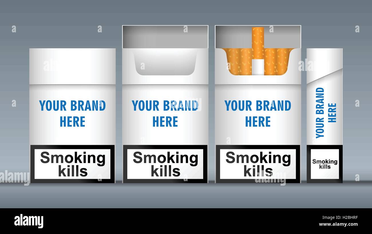 Digital vector white cigarette pack mockup, front and lateral view ...