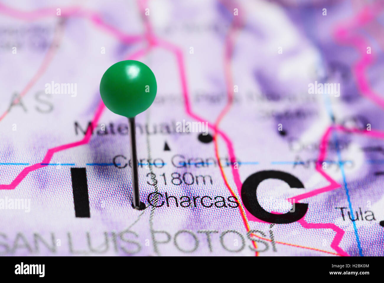 Charcas pinned on a map of Mexico Stock Photo - Alamy