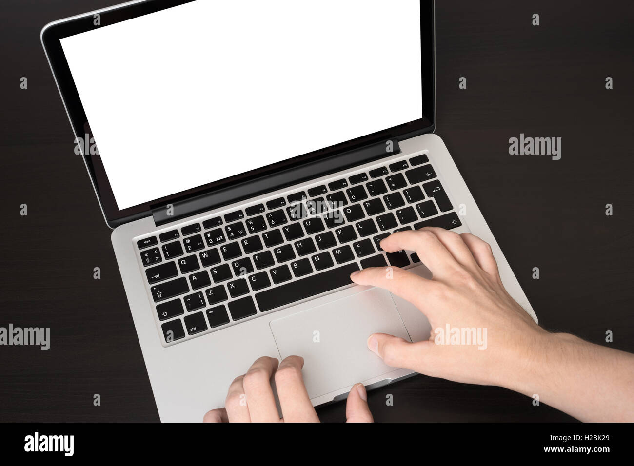 Top view man typing laptop hi-res stock photography and images - Alamy