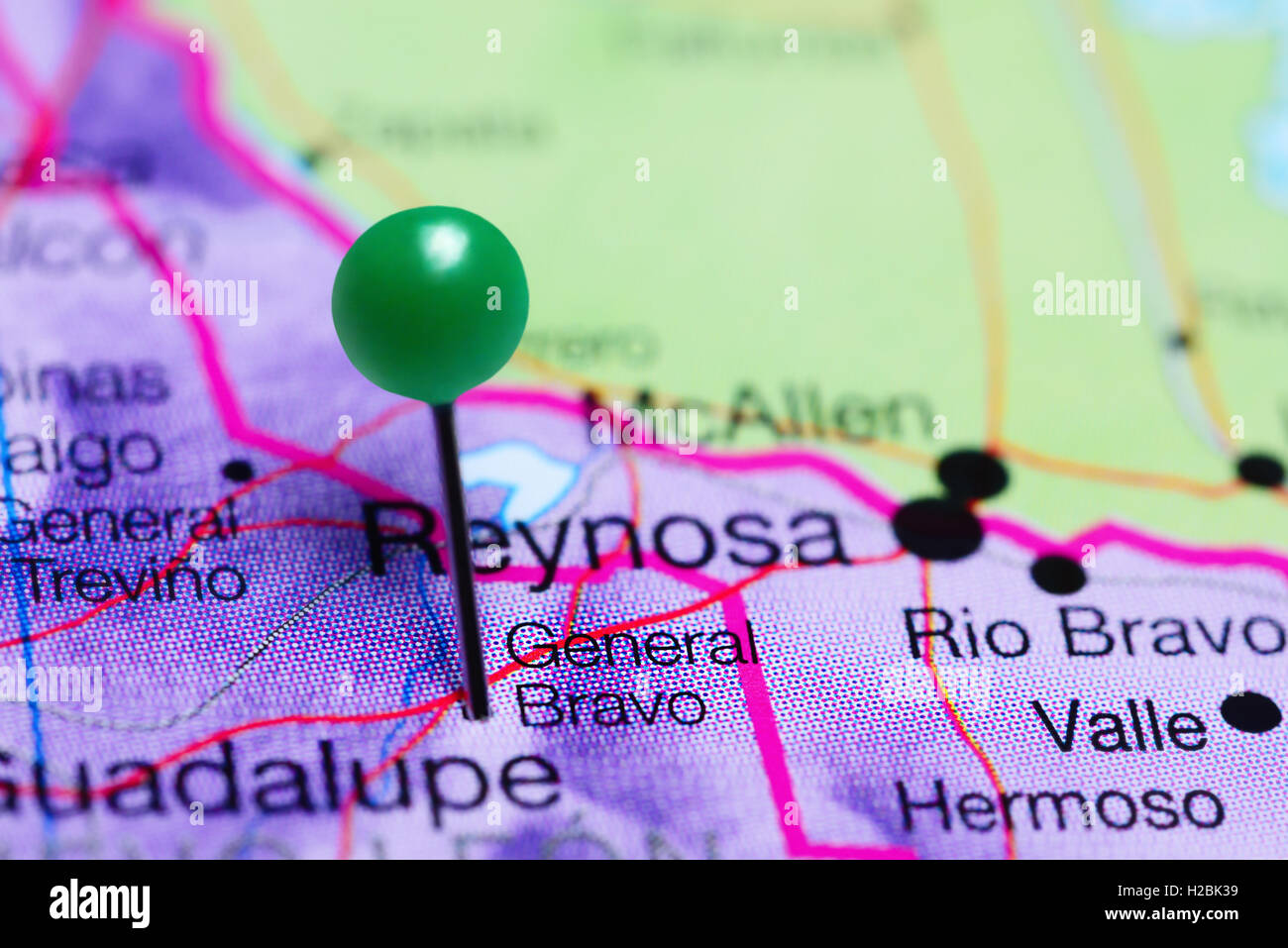 General Bravo pinned on a map of Mexico Stock Photo - Alamy