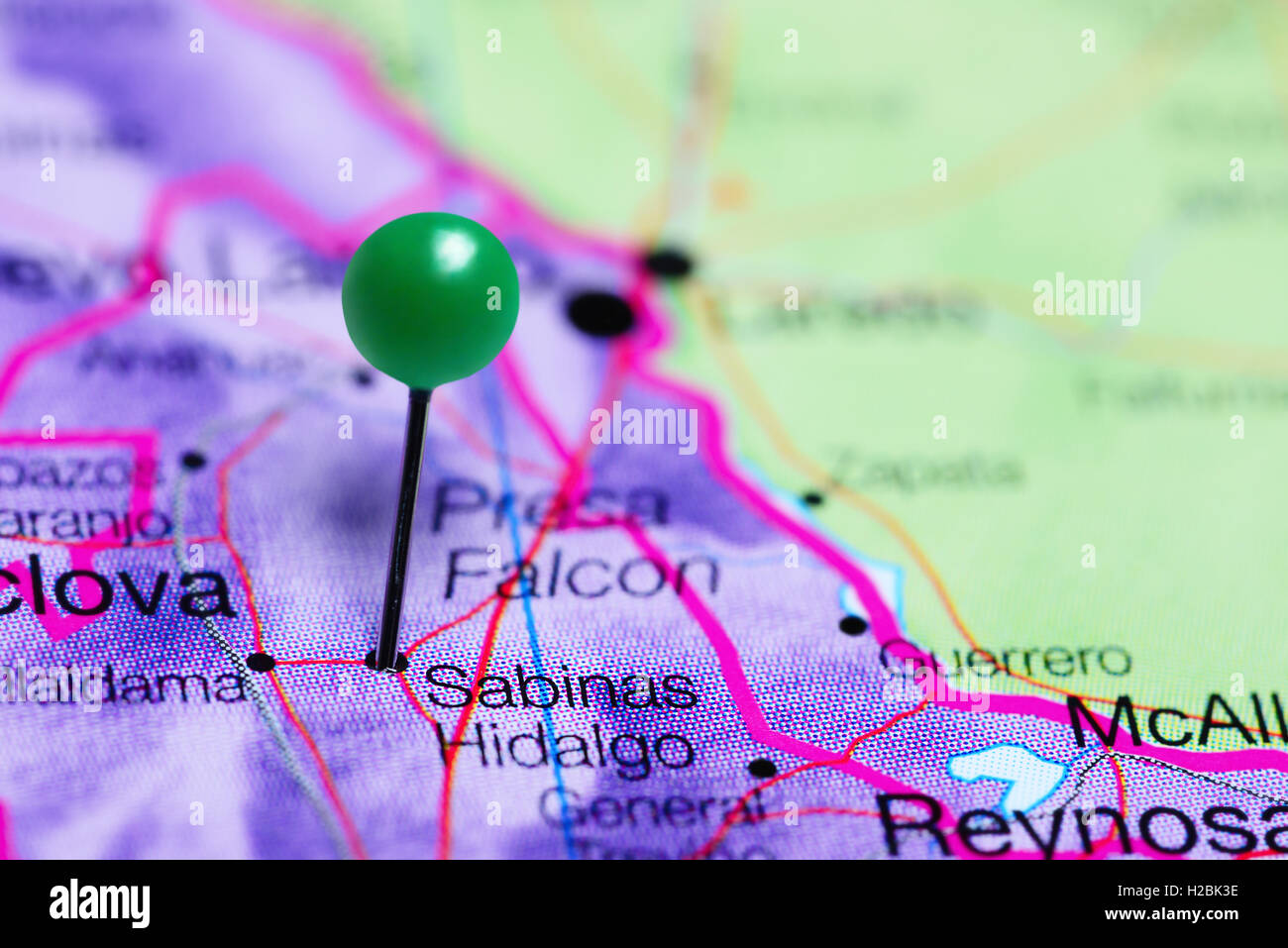 Sabinas Hidalgo pinned on a map of Mexico Stock Photo - Alamy