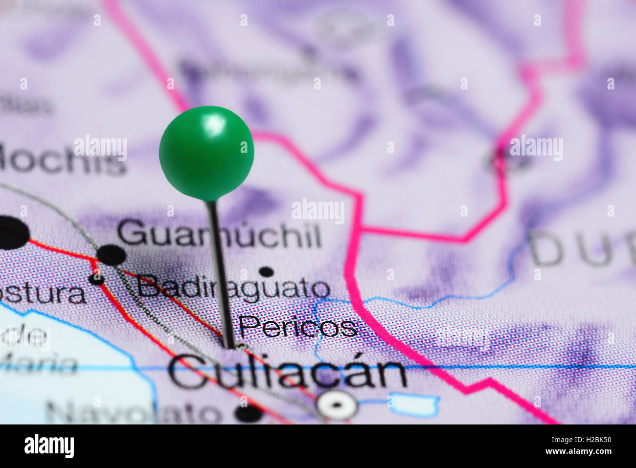 Pericos pinned on a map of Mexico Stock Photo - Alamy