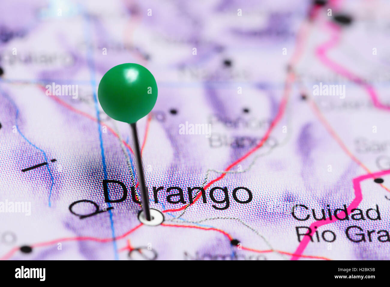 Durango pinned on a map of Mexico Stock Photo - Alamy