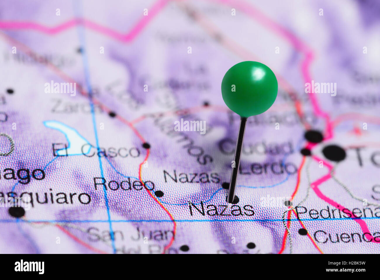 Nazas pinned on a map of Mexico Stock Photo - Alamy