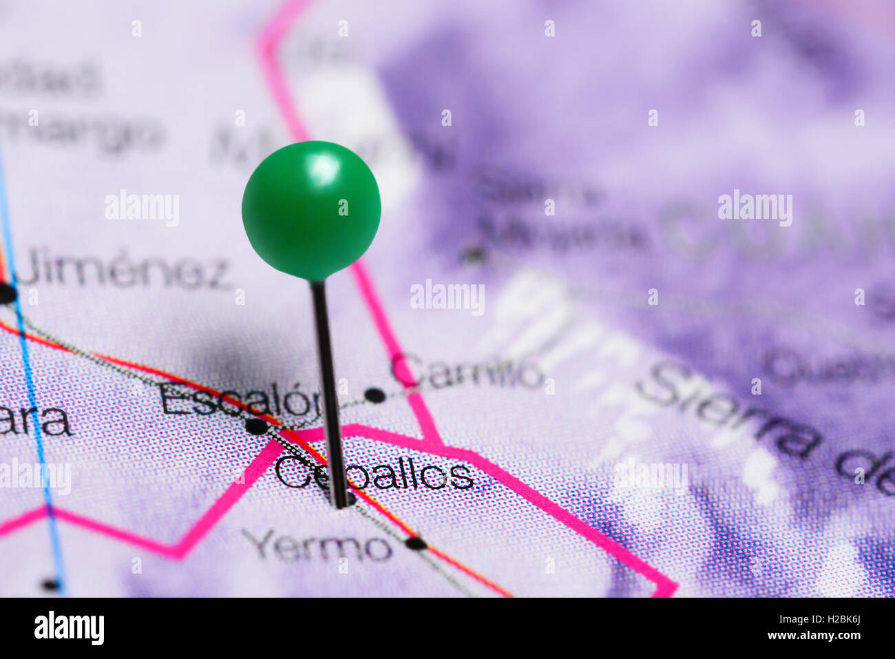 Ceballos pinned on a map of Mexico Stock Photo - Alamy
