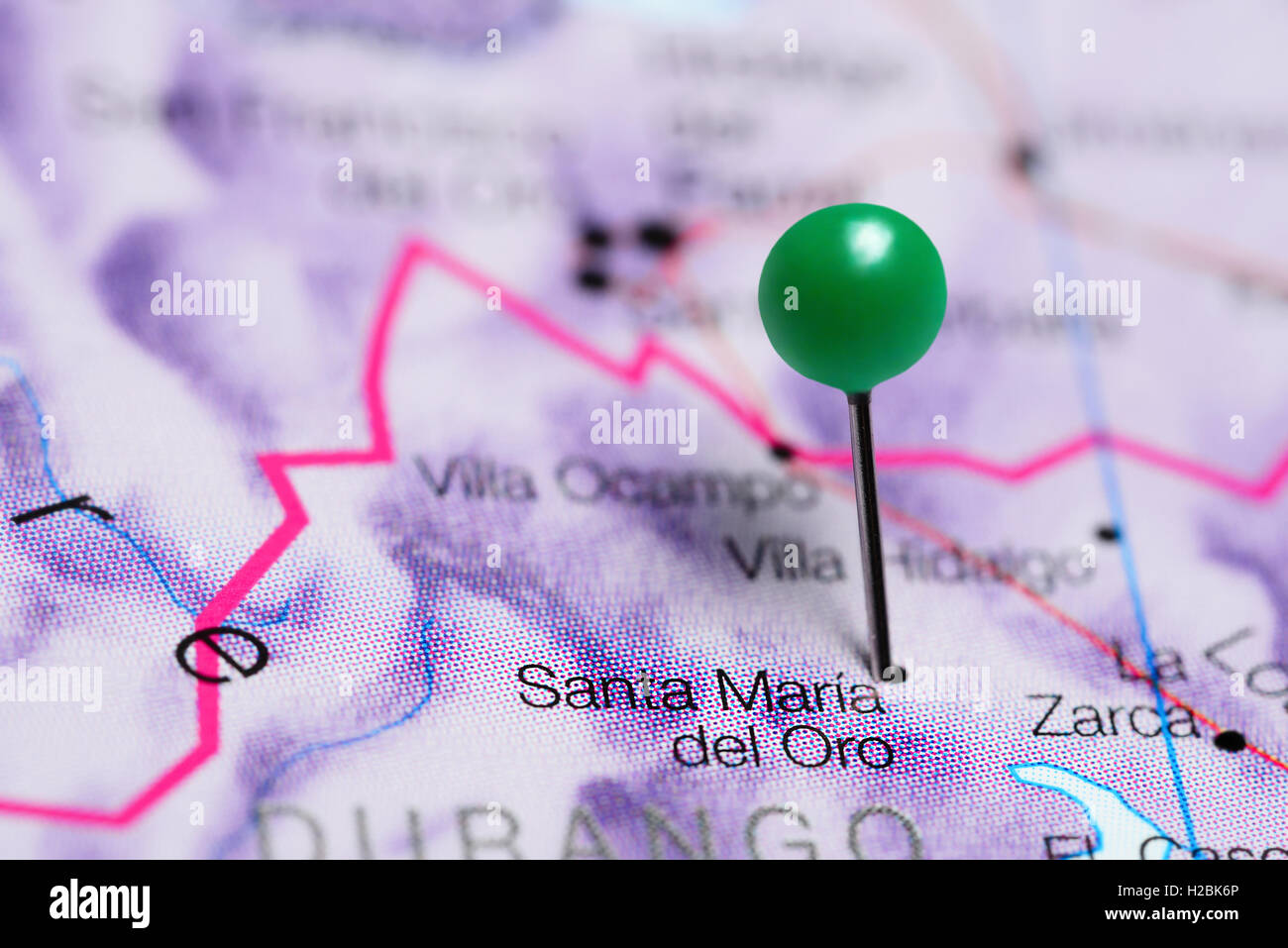 Santa Maria del Oro pinned on a map of Mexico Stock Photo - Alamy